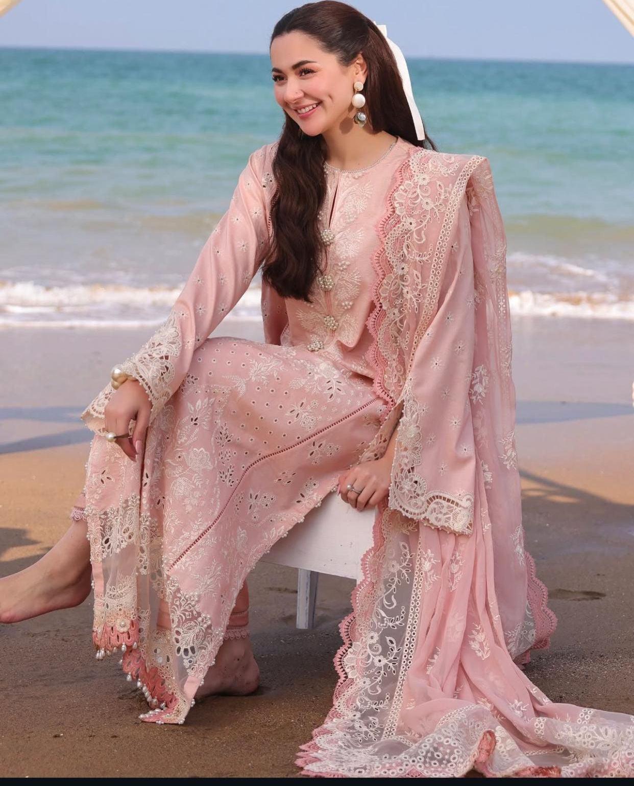 Serene Pink Lawn Suit - Heavy Embroidered Egyptian Lawn for Elegant Look – Replica Zone