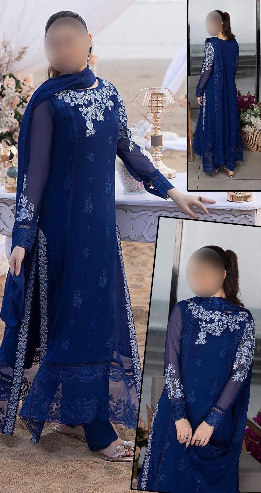Azure Chiffon Suit: Graceful Elegance – Replica Zone